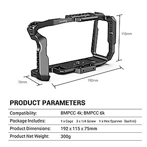 [New Version] SMALLRIG BMPCC 4K & 6K Cage for Blackmagic Design Pocket Cinema Camera 4K & 6K w/Cold Shoe, NATO Rail – 2203