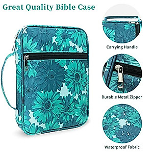 BOYOUAN Bible Covers for Women Bible Case Girls Bible Bags Large Size Bible Book Holder Carring Case Organizer Bag Floral Art Christian Church Protective Study Scripture Bag with Handle Pockets
