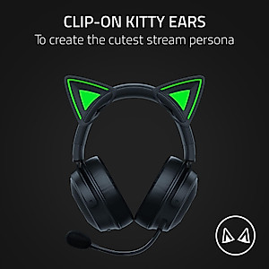 Razer Kitty Ears V2: Clip-on Kitty Ears for Headsets, Gaming Headphones - Universal Fit - Versatile, Adjustable Straps - Lightweight Sillicone - Durable & Comfortable - Classic Black