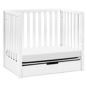 Carter's by DaVinci Colby 4-in-1 Convertible Mini Crib with Trundle Drawer in White, Greenguard Gold Certified, Undercrib Storage
