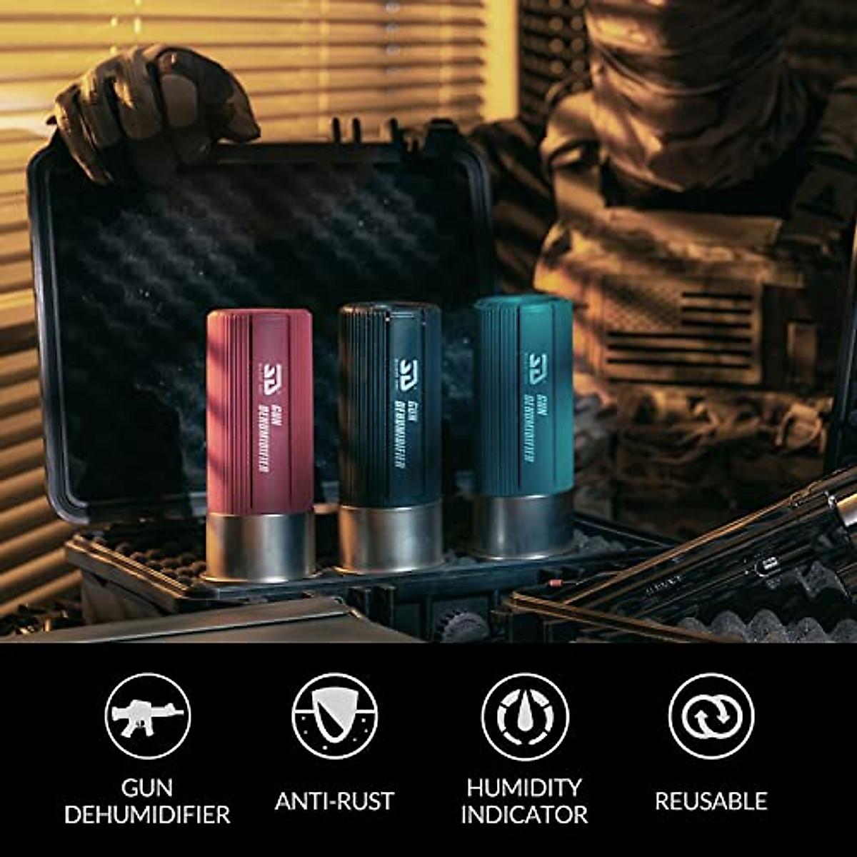 SD SILENT DRY Reusable Gun Safe Dehumidifier for Gun Accessories/Storage/Closet/Cabinet/Camera, up to 40L Safe, Shotgun Jr.