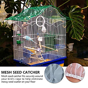 UEETEK Bird Seed Guards Catchers Bird Cage Bird Cage Mesh Net Cover Skirt Guard Stretchy Shell Skirt Traps Cage Basket (White)