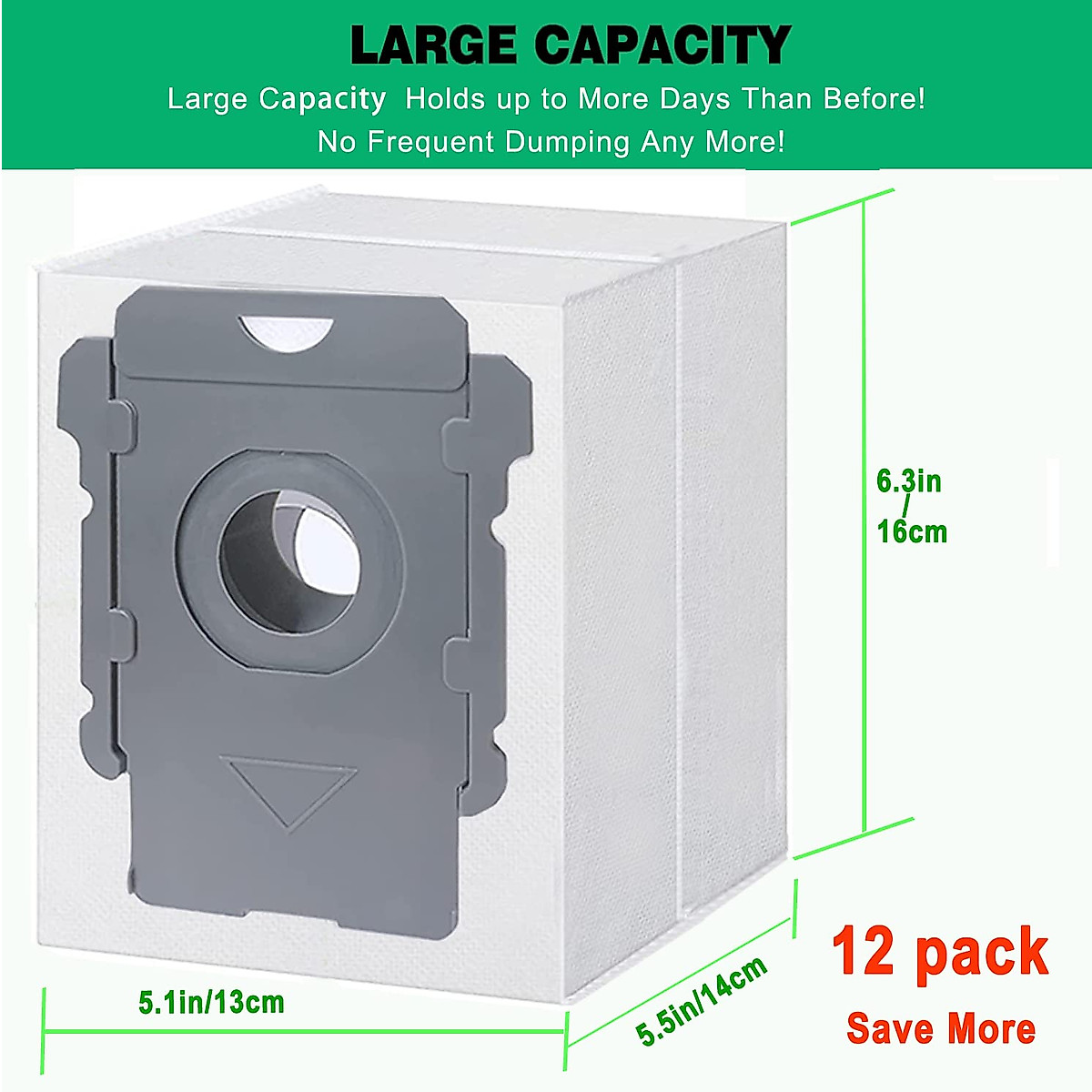 12 Pack Vacuum Bags Compatible with iRobot Roomba i & s & j Series for iRobot Roomba i3+(3550) i4+(4552) i6+(6550) i7+ i7Plus j7+(7550) i8+(8550) s9 s9+(9550)