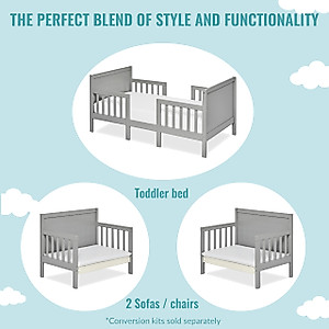 Dream On Me Hudson 3 In 1 Convertible Toddler Bed In Cool Grey, Greenguard Gold Certified, JPMA Certified, Non Toxic Finishes, Made of Sustainable New Zealand Pinewood