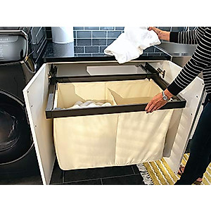 NewAge Products Home Cabinet 18 in. Pull-Out Laundry Hamper Basket, Steel Alloy Frame with Durable Canvas Bag, Beige, 80641