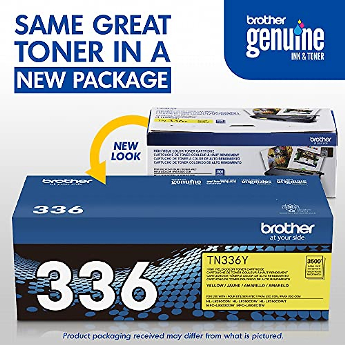 Brother TN-336Y DCP-L8400 L8450 HL-L8250 L8350 MFC-L8600 L8650 L8850 Toner Cartridge (Yellow) in Retail Packaging