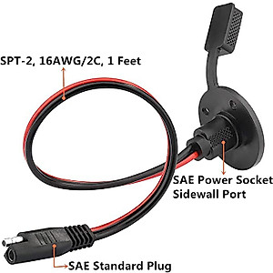 ZCZQC SAE Connector 10AWG SAE Power Socket Sidewall Port SAE Cable with 4 Screws for Solar Generator Battery Charger