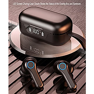 Bluetooth 5.2 Wireless Earbuds, 4 Mic Call Noise Cancelling Wireless Headphones with LED Display, Loud Sound Clear Call Deep Bass in-Ear Headphones with Charging Case Compatible for iPhone Android