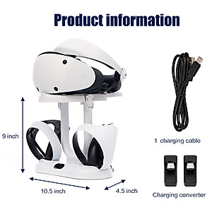 PS VR2 Charging Station, Vertical Stand for PS VR2 Headset and PS VR2 Controller Charging Station with Charging Adapter and Charging Cable