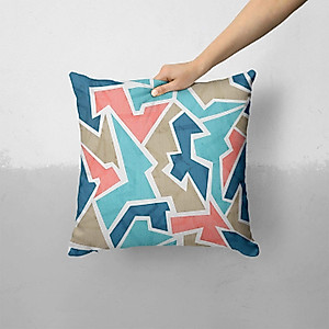 iiRov Blue, Pink, and Tan Sections - Custom Decorative Home Decor Indoor or Outdoor Throw Pillow Cover Plus Cushion Set for Sofa, Bed or Couch (Pillow CASE Cover Plus Cushion)