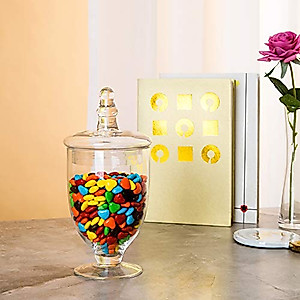 Diamond Star Set of 3 Clear Glass Apothecary Jars Elegant Storage Jar, Decorative Wedding Candy Organizer Canisters Home Decor Centerpieces (H: 9", 12.5", 14")