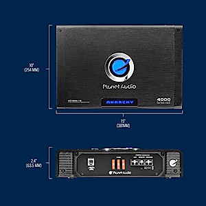 Planet Audio AC4000.1D Anarchy Series Car Audio Amplifier - 4000 High Output, Class D, Monoblock, 1 Ohm Stable, Low Level Inputs, Low Pass Crossover, Hook Up To Stereo and Subwoofer