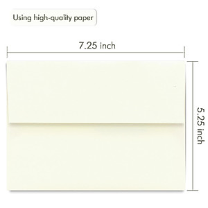A7 ivory Invitation 5x7 Envelopes - Self Seal, Square Flap,Perfect for 5x7 Cards, Weddings, Birthday, invitations, Graduation, Baby Shower, 5.25 x 7.25 Inches , 100 Pack, ivory