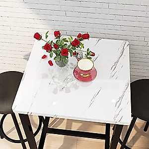 DKLGG 3-Piece Bar Table Set, 24" Square Counter Height Pub Table Dining Table Set with PU Leather Stools, Small Kitchen Table Bar Table and Chairs Set for Living Room, Kitchen, Small Space