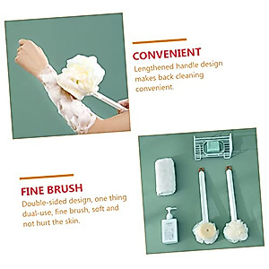 Sponges for Bathing Bath Brush Shower Brush Silicone scrubbers Skin exfoliating Tool Silicone Body Brush Shower Scrubber pet Nylon Wool Double Sided Brush loofah White