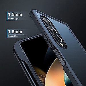 TORRAS Shockproof Galaxy Z Fold 4 Case, Military Grade, S Pen Slot, Translucent Matte, Slim Protective, 5G, Black