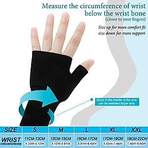 Geyoga 4 Pieces Unisex Wrist Thumb Support Sleeve Fingerless Wrist Gloves Compression Arthritis Gloves Sports Wrist Support Brace for Fatigue Sports Typing (Black, Nude, Small)