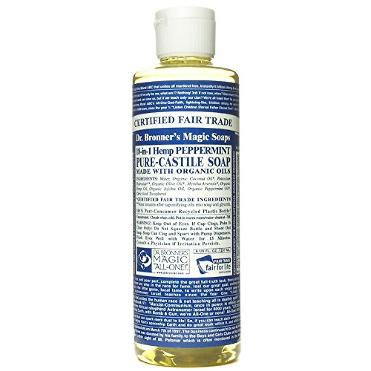 Dr. Bronners Peppermint Castile Liquid Soap 8oz. (3 Pack)
