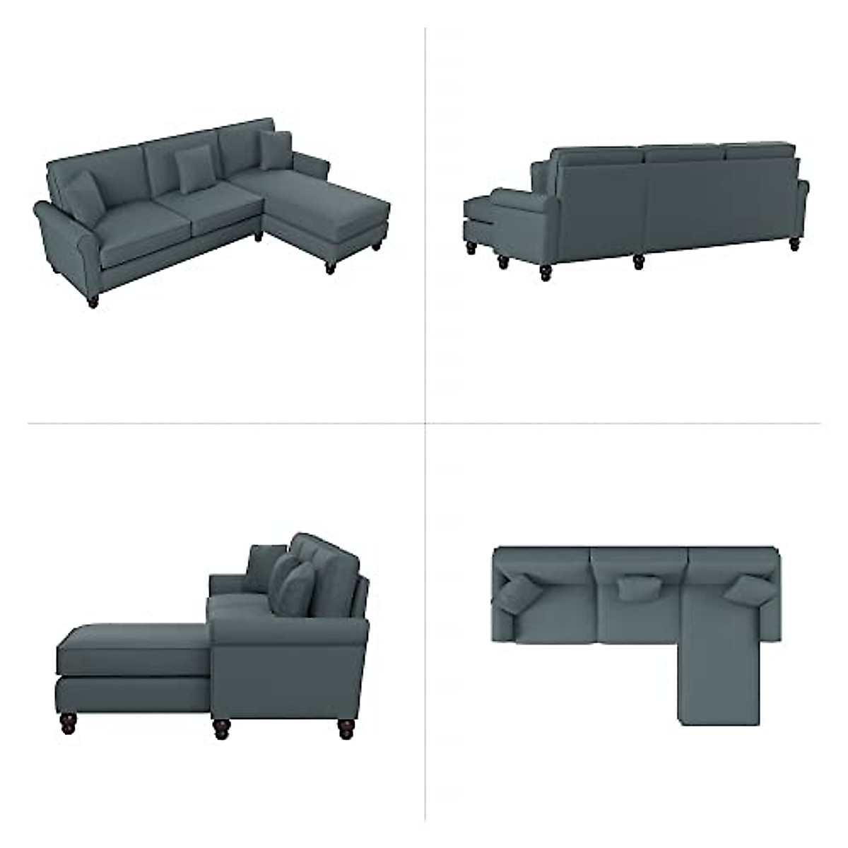 Bush Furniture Hudson 102-inch Stain-Resistant Contemporary Couch, Long Lasting Comfort, Easy to Assemble Pet-Friendly Living Room Sofa to Lounge, 102W, Turkish Blue Herringbone