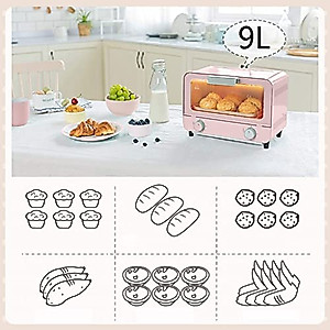 9L Mini Oven Adjustable Temperature 60-230 ℃ and 30 Minutes Timer Multifunctional Home Baking Oven Baking Cake Bread Biscuit Machine Tempered Glass 800W Commodity Code: LXJ-66 (Blue) (Blue)
