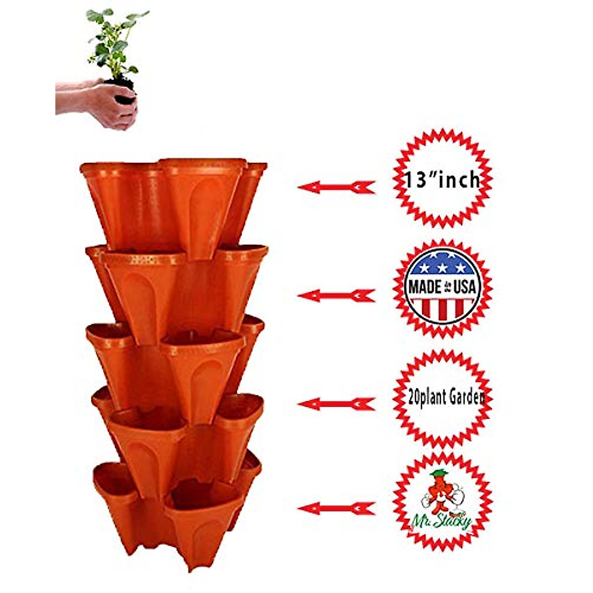 Mr. Stacky 5-Tier Strawberry Planter Pot, 5 Pots