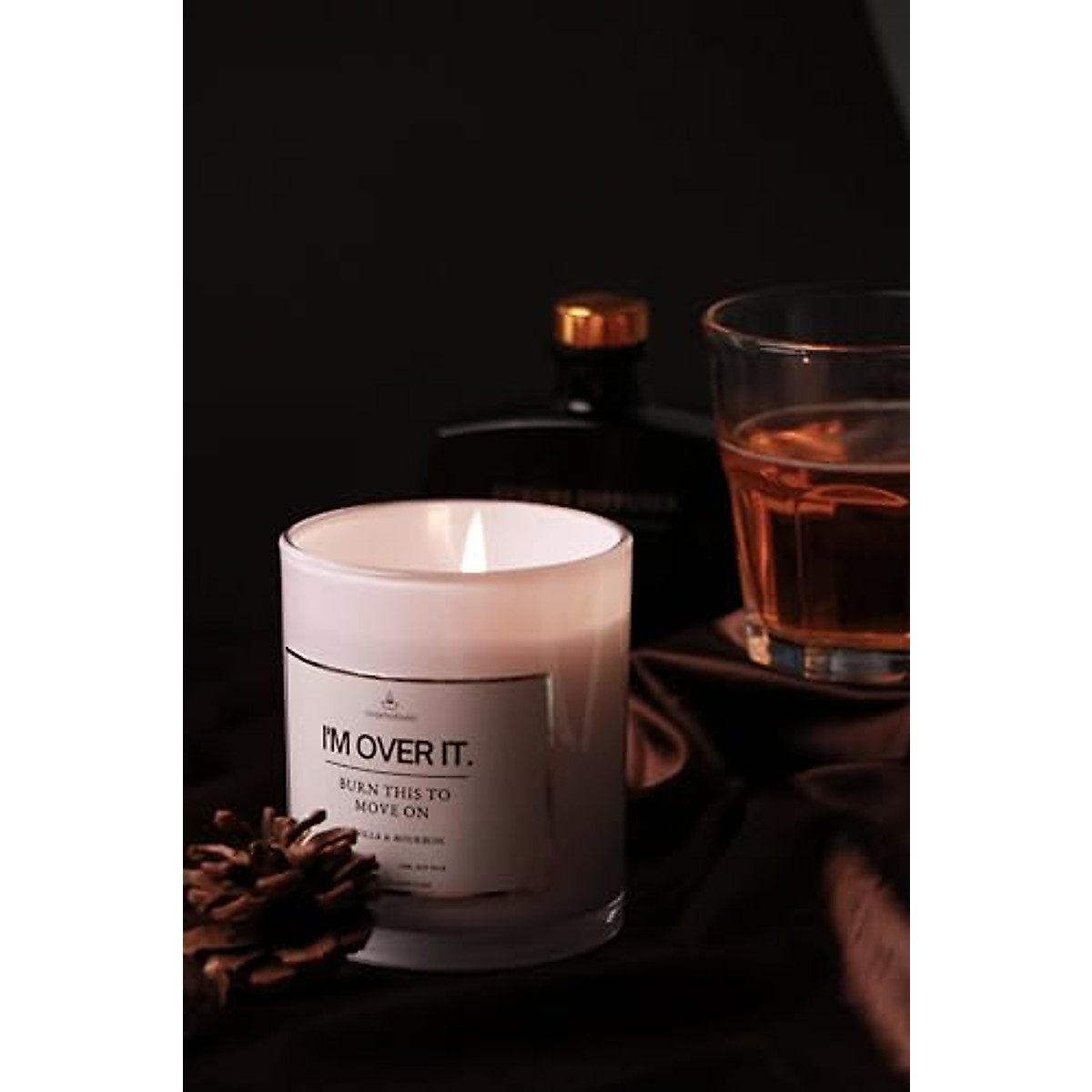Aromativia Scented Soy Candle – Vanilla Bourbon Inspirational, Empowering, Motivational Candle Gift – Artisanal Candle Gag Funny Cheer Up Gifts for Her, Him - I'm Over It, Burn This to Move On