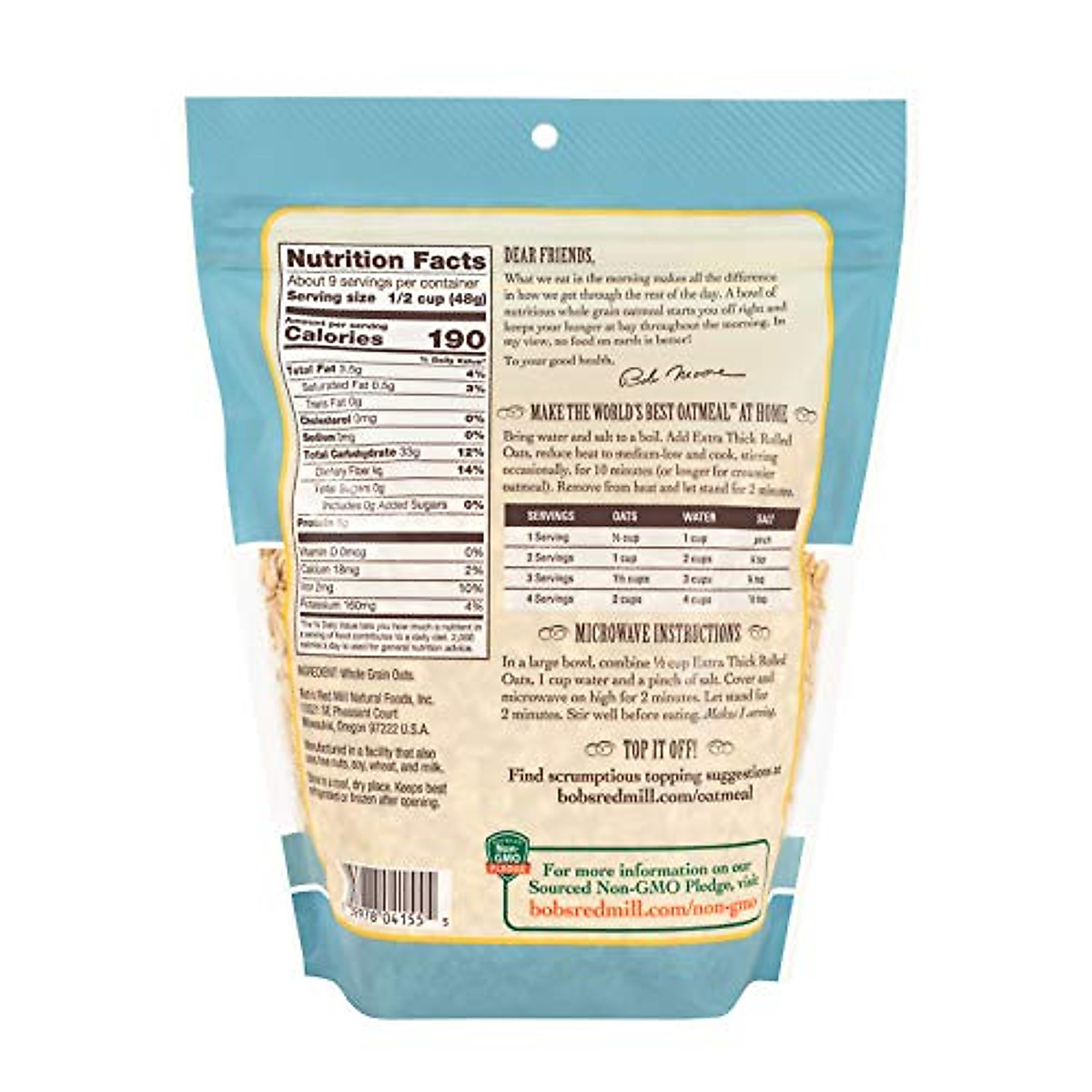 Bob's Red Mill Extra Thick Rolled Oats, 32-ounce (Pack of 4)