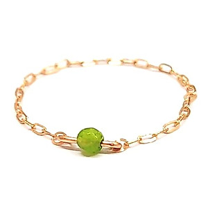 JULJEWELRY Jade Ring Gold filled Handmade Cute Pinky Chain Ring For Women, Green Jewelry Stackable Midi Crystal Real Jadeite Celestial Minimalist Rings Size 4-12