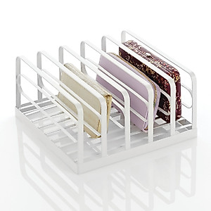 mDesign Metal Divided Stackable Purse Organizer for Closets, Bedrooms, Dressers, Shelves - Closet Shelf Storage Solution for Purses, Clutches, Wallets, Accessories - 5 Sections, 2 Pack - Matte White