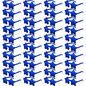 Cindeer 40 Pairs Rimless Star Shape Sunglasses Colorful Transparent Sunglasses Pentagram Glasses for Party(Royal Blue)