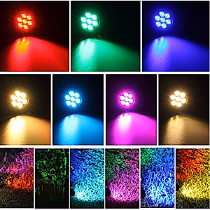 T-Sun Color Changing Solar Spotlights, 7 LED Seperate Solar Landscape Spotlights Auto Solar Garden Lights for Trees, Pond, Yard, Driveway, Pool Area(Colorful-2 Pack)