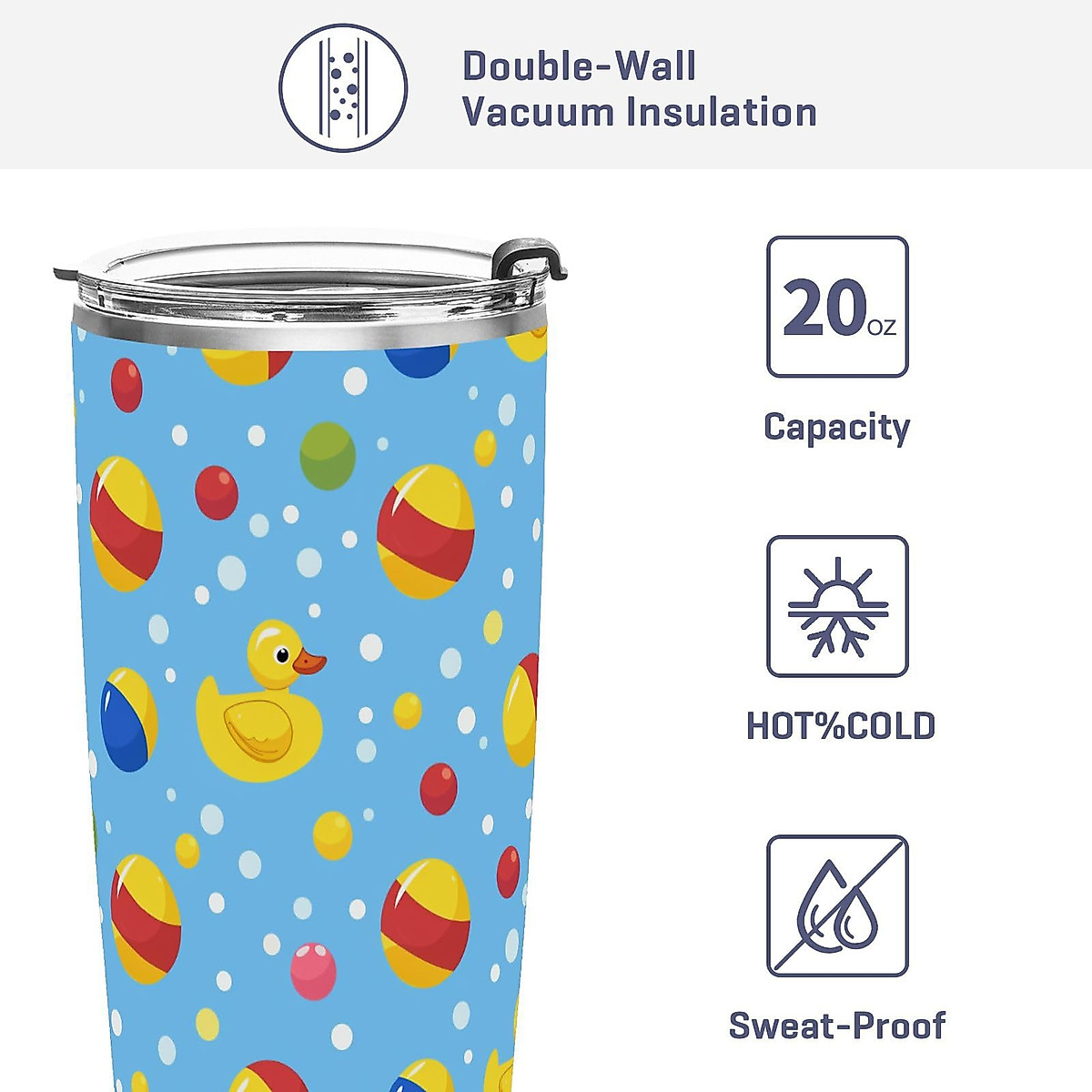 sanluoli Duckling in Bath Stainless Steel cups for men with Straw Lid coffee travel mug 20oz for gym modern insulated coffee tumbler 20 OZ