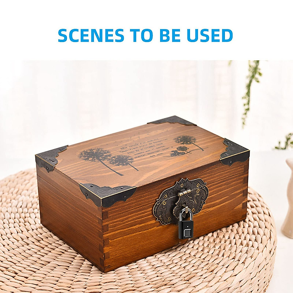 Smart Keyless Fingerprint Padlock, Biometric Fingerprint Padlock Prevent Theft Dustproof Rechargeable for Fence for Gym for Bicycle