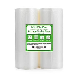 MaiFlaFre 8x50 2 Pack Vacuum Sealer Bags Rolls with Commercial Grade, BPA Free, Heavy Duty, Great for Vac Storage, Meal Prep or Sous Vide