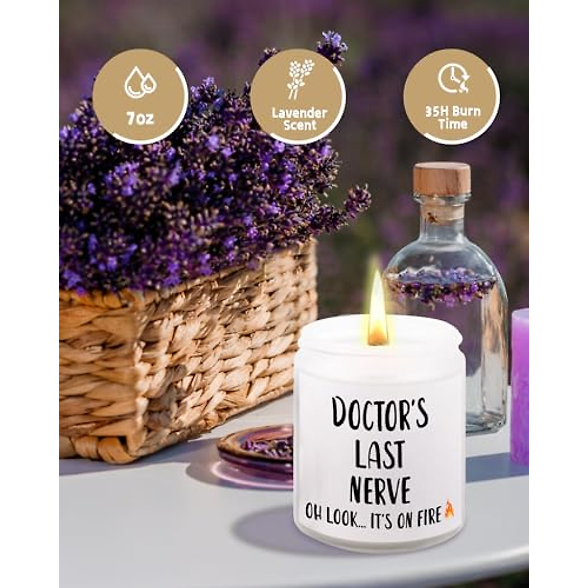 Thank You Doctor Gifts for Women Men, Doctor Appreciation Gifts, Funny Gifts for Doctor Retirement Birthday, Handmade Lavender Natural Soy Wax Candle Gifts for Doctor (7oz)