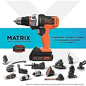 BLACK+DECKER MATRIX 20V MAX Power Tool Kit, Includes Cordless Drill, 8 Attachments and Storage Case (BDCDMT1208KITC1)