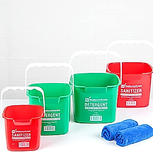 Restaurantware Clean 3 Quart Cleaning Bucket, 1 Detergent Square Bucket - With Measurements, Built-In Spout & Handle, Red Plastic Utility Bucket, For Home Or Commercial Use