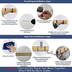 Wooden Coat Hooks, Coat Rack Wall Mounted with 3 Folding Hooks Hat Rack Modern Wall Floating Coat Hook Rack Adhesive & Wall Mounted, Coat Hiden Hooks for Coats, Hats, Scarves, Key Rack Towel Rack