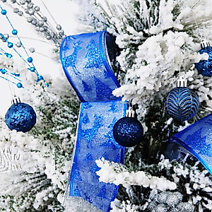 34ct Navy Blue Mini Christmas Ball Ornaments Shatterproof Plastic Christmas Tree Decorations for Xmas Party Home Office Holiday Halloween Decor -Small Size (1.57"/ 40mm)