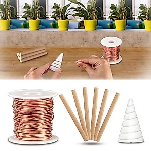 99.9% Pure Copper Wire, with Fibonacci Coil Winding Jig for Electroculture Gardening, Electro Culture Gardening Stake for Growing Garden Plants and Vegetables, 16 Gauge, 127 Feet / 39m, 1 Pound
