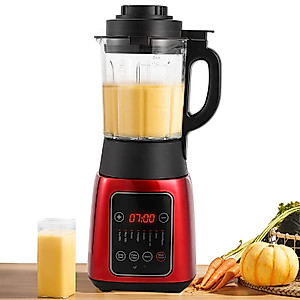 Moongiantgo Professional Cooking Blender for Kitchen Hot Cold with 8 Presets, 59Oz Glass Jar, 58000RPM High Speed Quiet for Smoothie Shake Red 110V