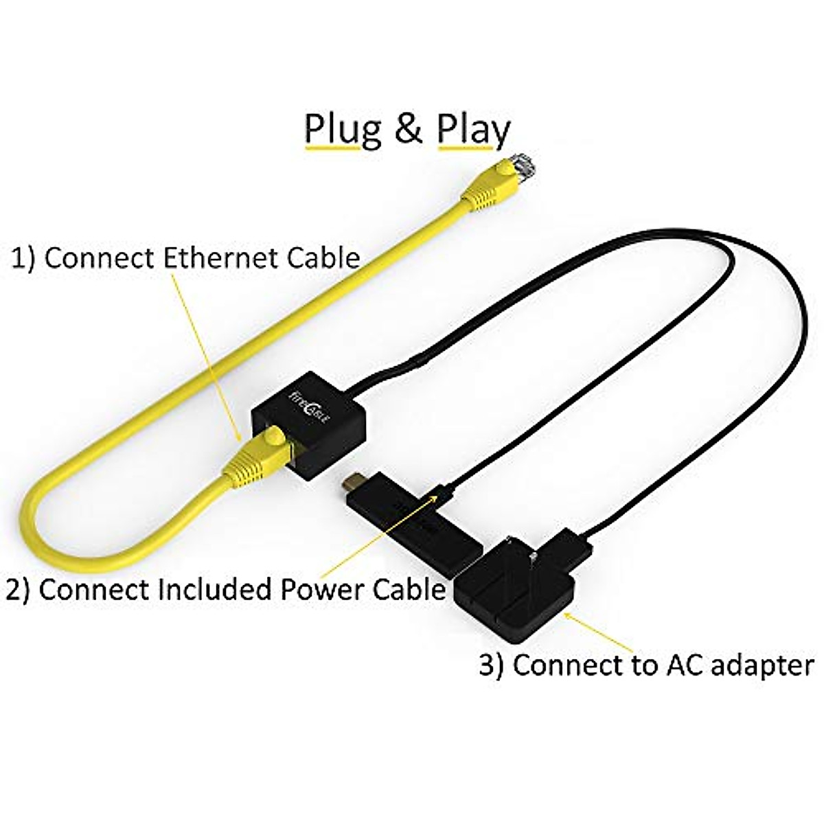 fire-Cable Ethernet Adapter for WiFi TVSticks & Streaming Media Players (Connects TV Stick to a Ethernet for Fast Playback, Streaming and Less Buffering)
