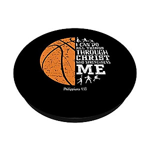 Philippians 4:13 Christian Religious Verse Basketball Gifts PopSockets Swappable PopGrip