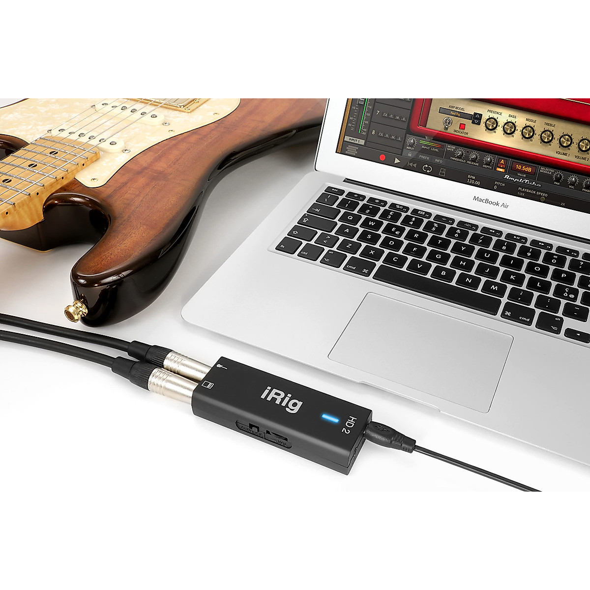 IK Multimedia iRig HD 2 guitar audio interface for iPhone, iPad, Mac, iOS and PC with USB-C, Lightning and USB cables and 24-bit, 96 kHz music recording