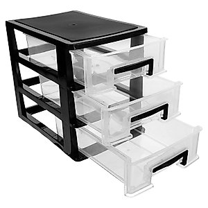 VANZACK Plastic Organizers and Storag, 3-Drawer Desktop Storage Unit Plastic Drawer Storage Container for Home, Office, Bathroom Storage Cabinet