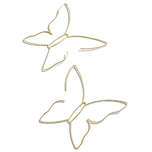 Large Boho Hollow Line Butterfly Earrings Gold Drop Dangle Beach Earrings Simple Stylish Dainty Pendant Silver Hoop Earrings for Women (Gold)