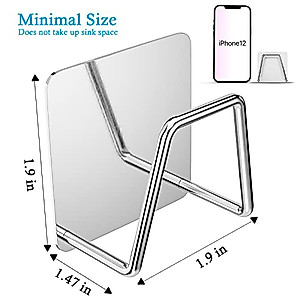 Sunmeyke Waterproof Adhesive Sponge Holder for Kitchen Sink, Never Rust Stainless Steel Silvery(2 Packs), Minimal Size Save Sink Space
