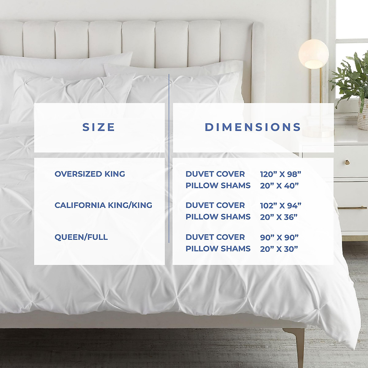 Kotton Culture Pinch Pleated Duvet Cover 3 Piece - 1200 TC 100% Egyptian Cotton Breathable All Season Comforter Cover with Zipper & Corner Ties Soft (White, Oversized King)