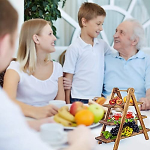 KCRET Wood Tiered Serving Tray 3 Tier Serving Platter Stand, 3 Tier Serving Tray for Party, Fruit Platter Farmhouse Tiered Tray