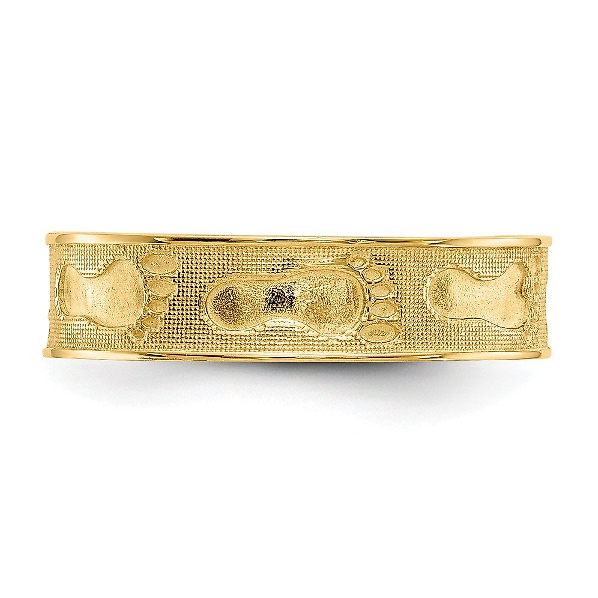 Solid 14k Yellow Gold Footprints In The Sand Ring Band Size 9